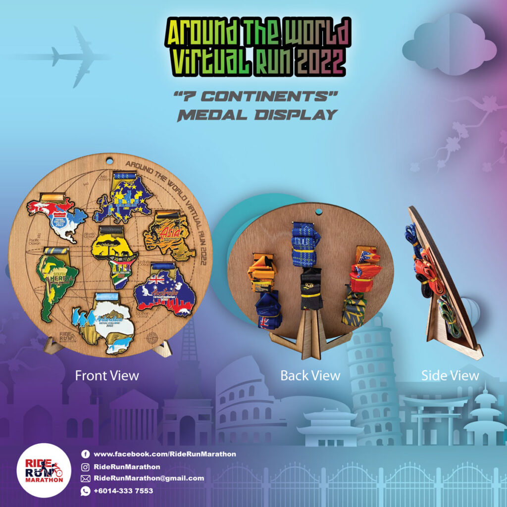Around The World Virtual Challenge Medal Plaque & Medals Collection | Connect by JustRunLah!